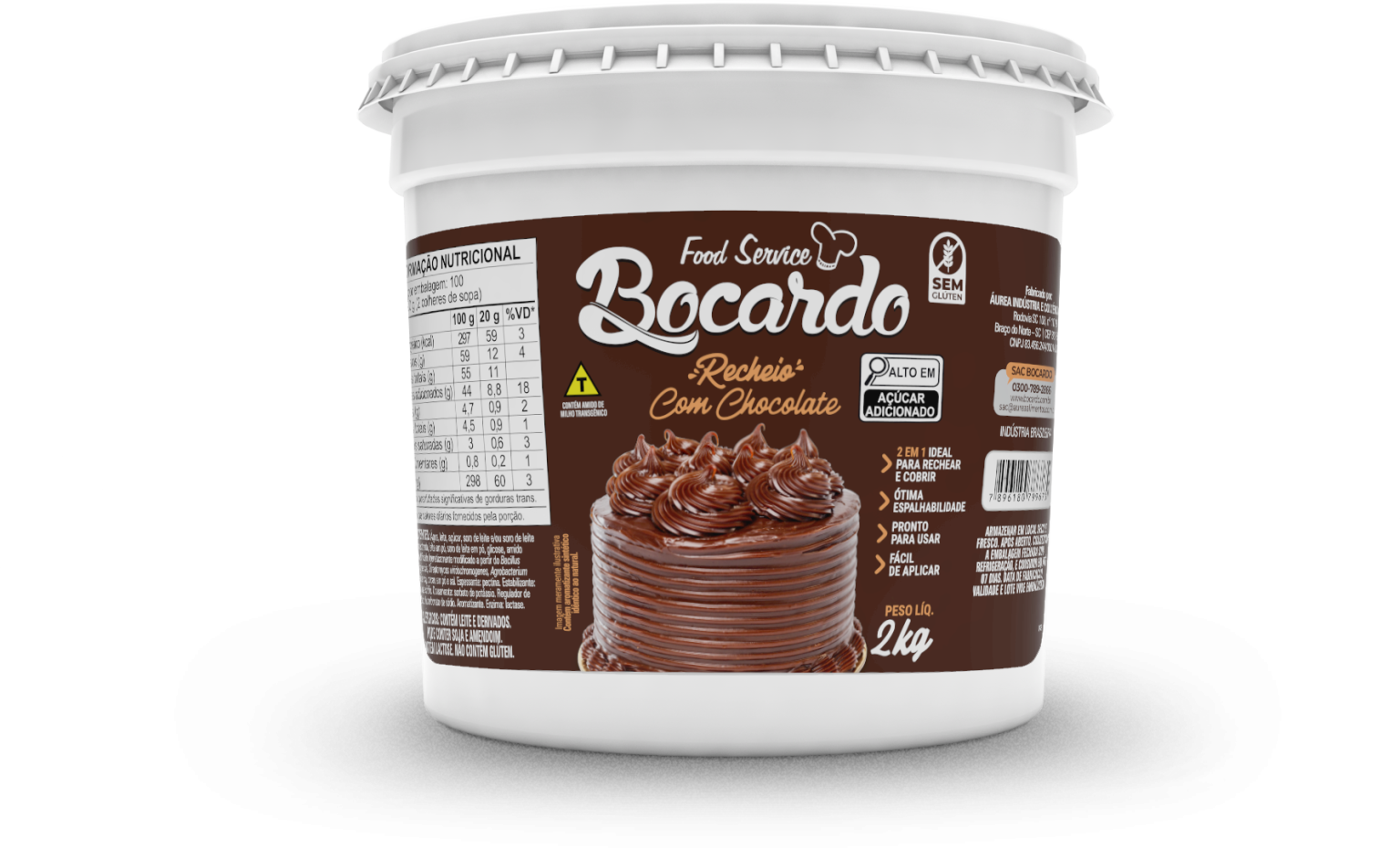 Recheio com Chocolate 2kg – Bocardo Alimentos